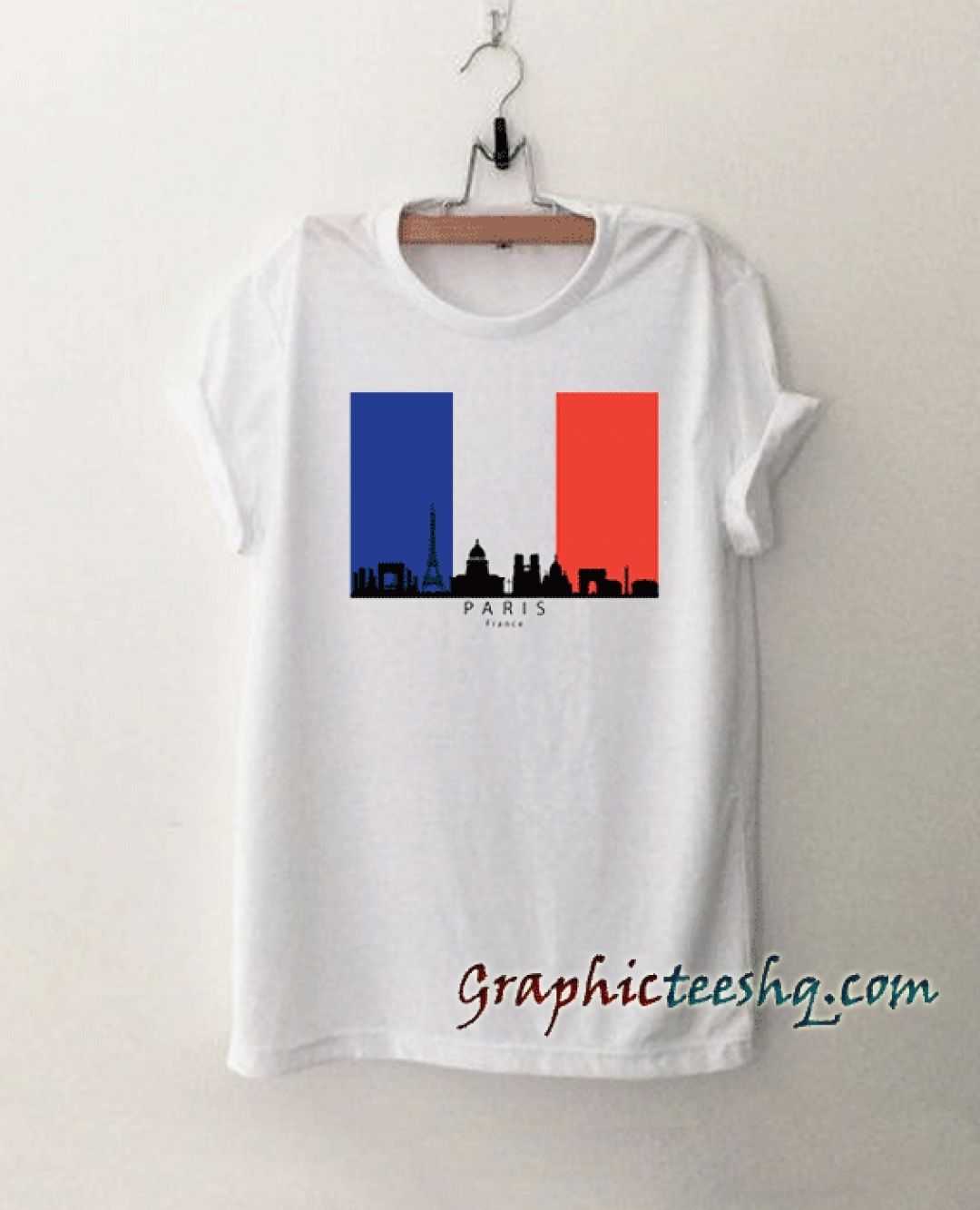 Paris France Skyline French Flag tee shirt for adult men and women